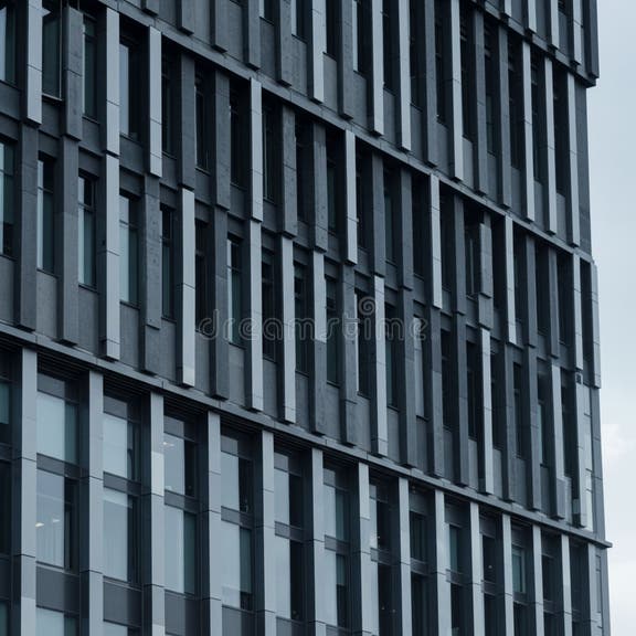 Modern Office Building Facade Featuring Repetitive Vertical Elements ...