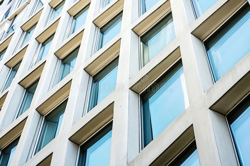 Modern Office Building Facade with Repeating Geometric Patterns Stock ...