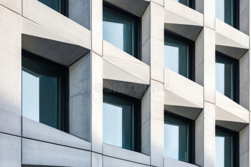 Modern Office Building Facade with Repeating Geometric Patterns Stock ...