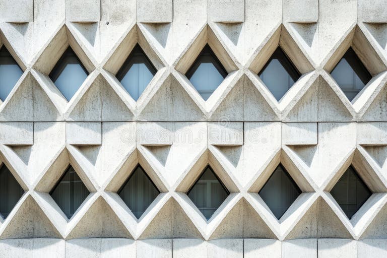 Modern Office Building Facade with Repeating Geometric Patterns Stock ...