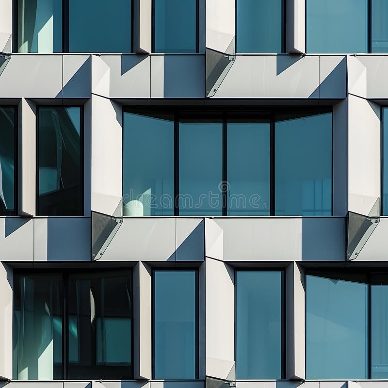 Modern Office Building Facade with Windows Stock Illustration ...
