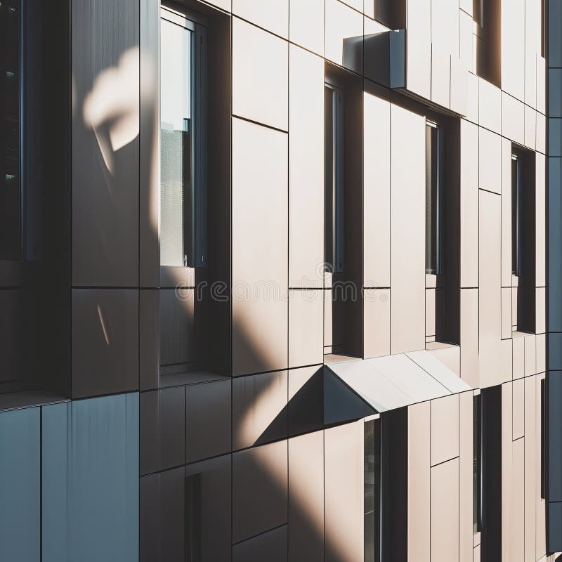 Modern Office Building Facade with Windows Stock Illustration ...