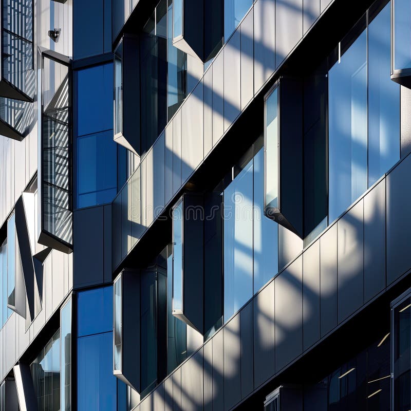 Modern Office Building Facade with Windows Stock Illustration ...