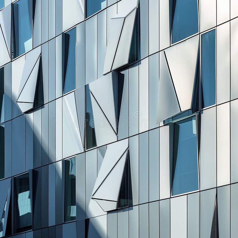 Modern Office Building Facade with Windows Stock Illustration ...