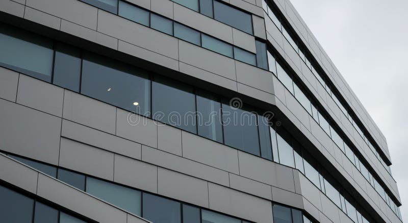 Modern Office Building Featuring a Facade with Horizontal Bands of ...