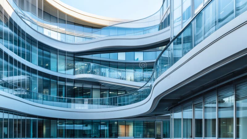 Modern Office Building Fluid Architecture Glass Facade for ...
