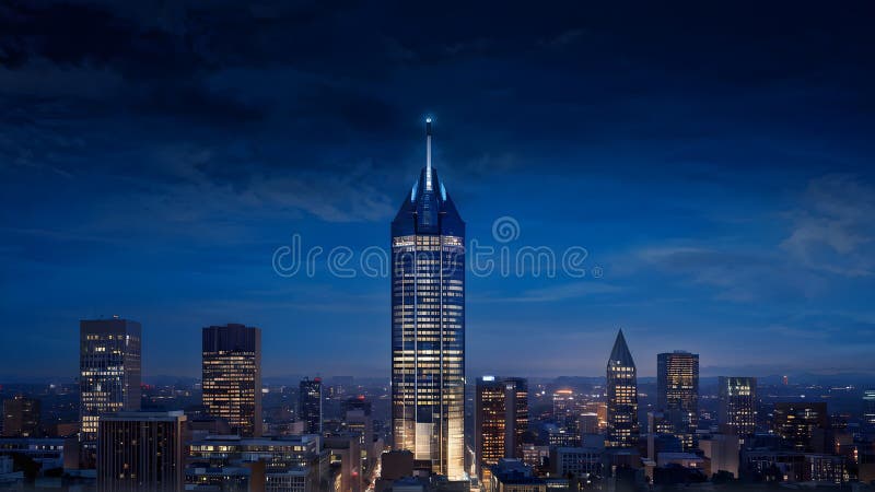 Modern Office Building with a Full Glass Facade Stock Illustration ...