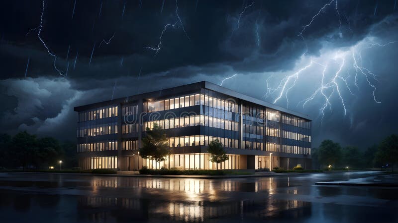 Modern Office Building with a Full Glass Facade Stock Illustration ...