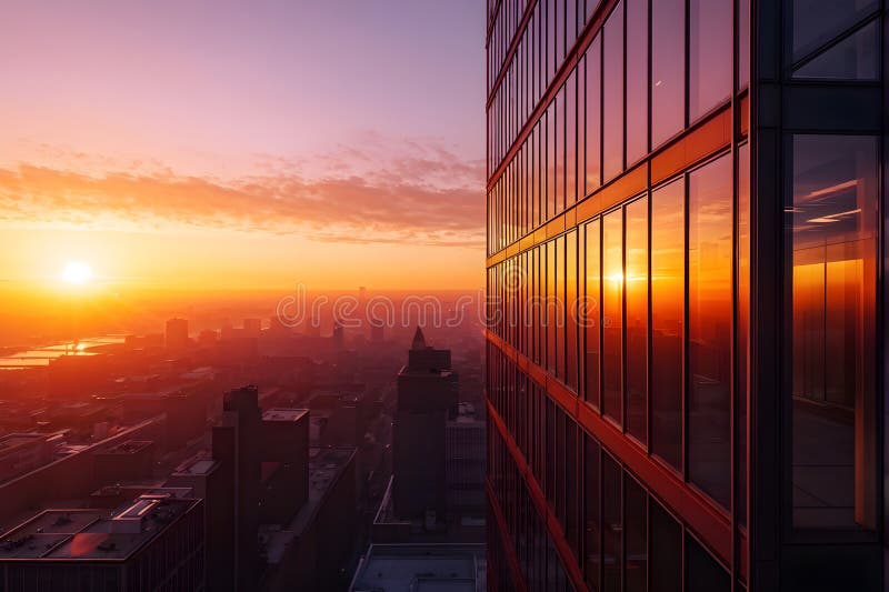 Modern Office Building with a Full Glass Facade Stock Illustration ...