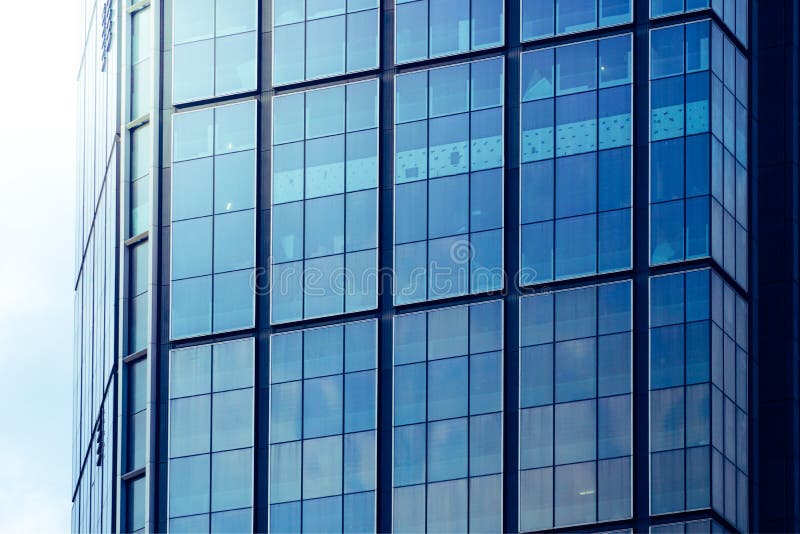 Modern Blue Office Building - Skyscraper with Glass Walls - Horizontal ...