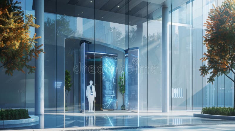 Modern Office Building Entrance with Digital Display Stock Image ...