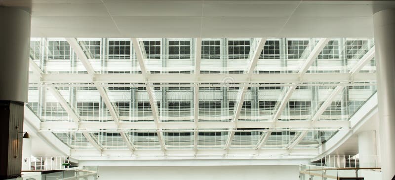 Modern Office Building with Glass Panel Roof Stock Photo - Image of ...