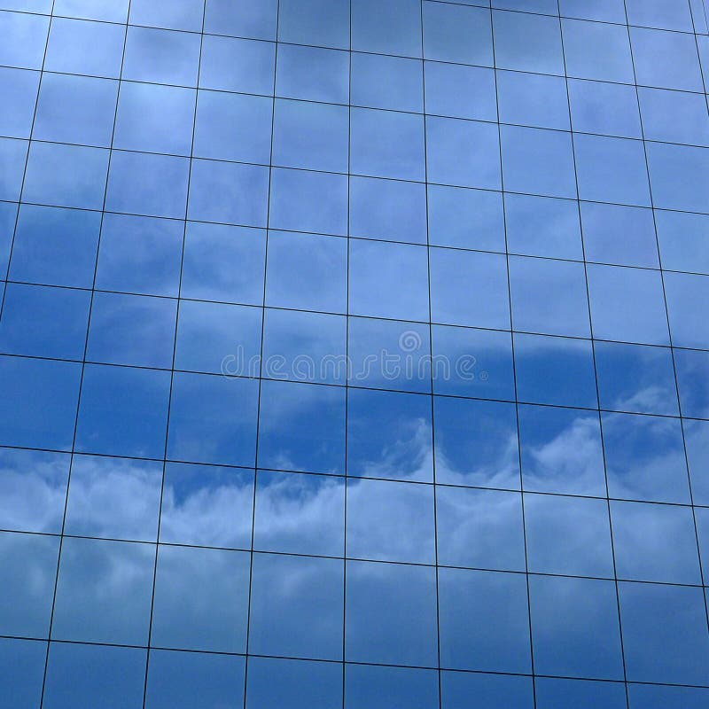 Modern Office Building with Glass Pattern with Clouds Reflected Stock ...