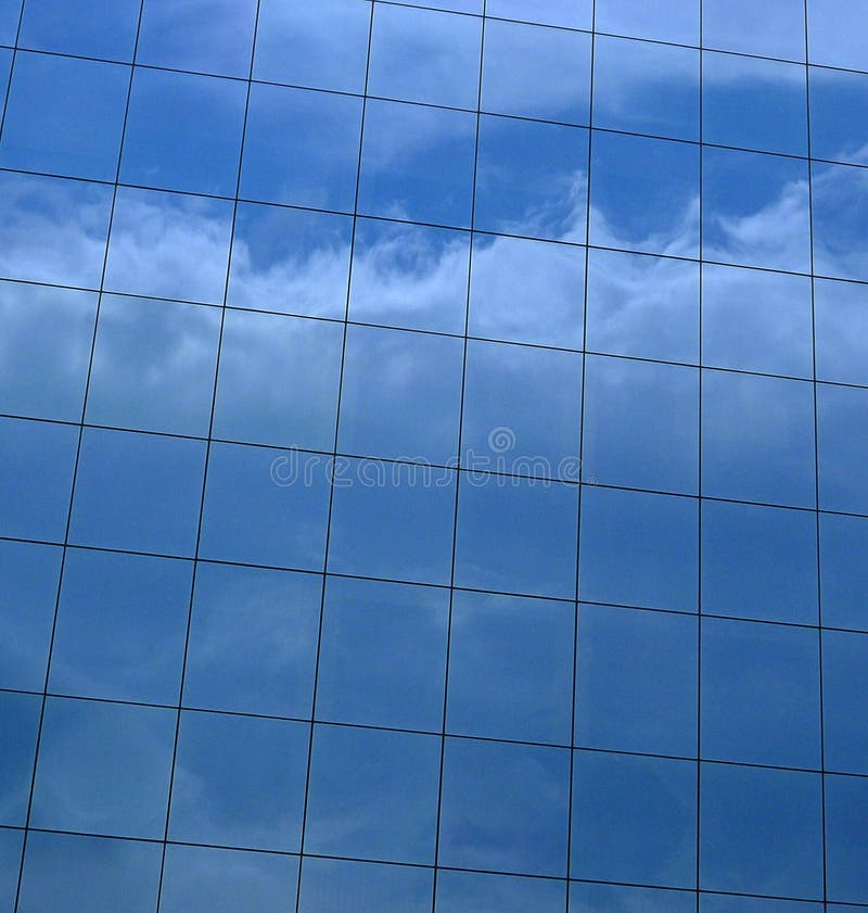 Modern Office Building with Glass Pattern with Clouds Reflected Stock ...