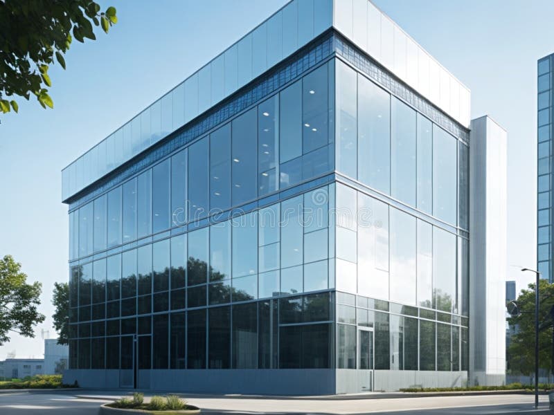 Modern Office Building with Glass Windows, Business Center, Hub Stock ...