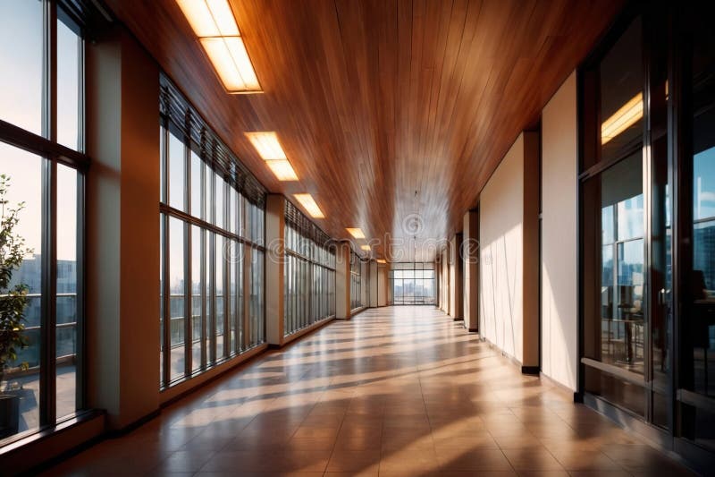 Modern Office Building Hallway, Passage for Corporate Building Stock ...