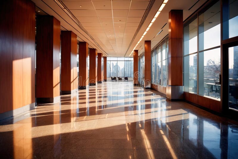 Modern Office Building Hallway, Passage for Corporate Building Stock ...