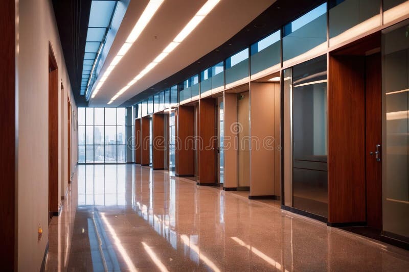 Modern Office Building Hallway, Passage for Corporate Building Stock ...