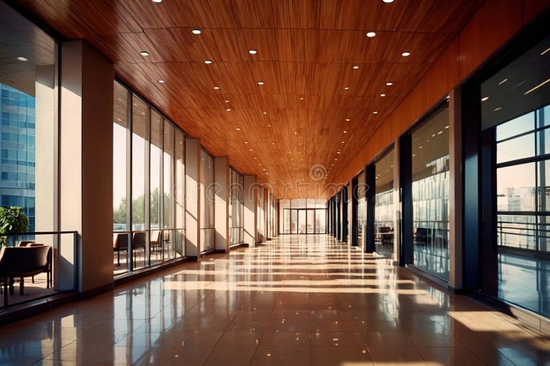 Modern Office Building Hallway, Passage for Corporate Building Stock ...