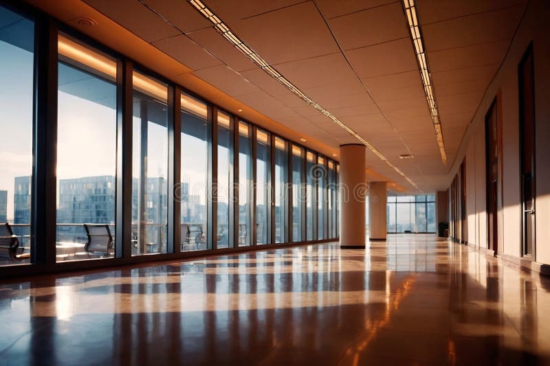 Modern Office Building Hallway, Passage for Corporate Building Stock ...