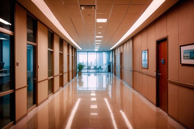 Modern Office Building Hallway, Passage for Corporate Building Stock ...