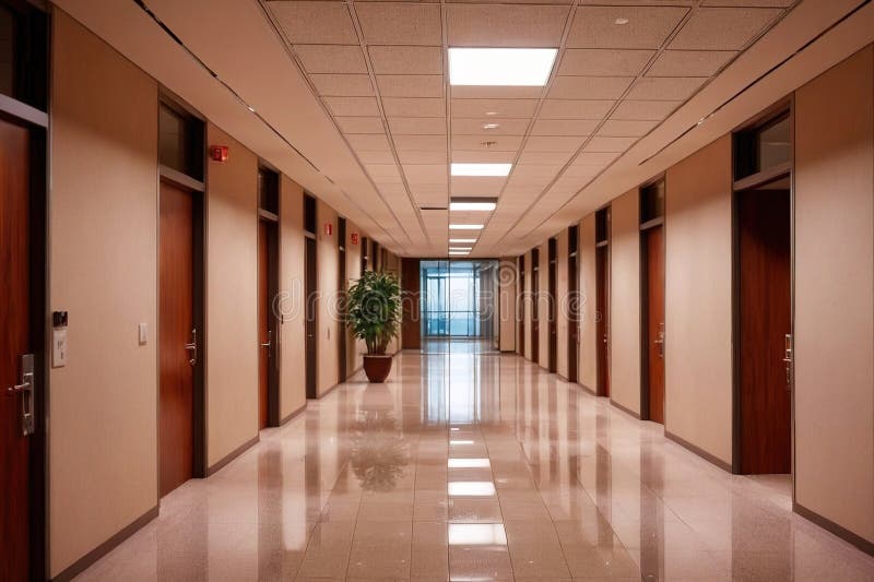 Modern Office Building Hallway, Passage for Corporate Building Stock ...