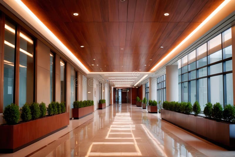 Modern Office Building Hallway, Passage for Corporate Building Stock ...