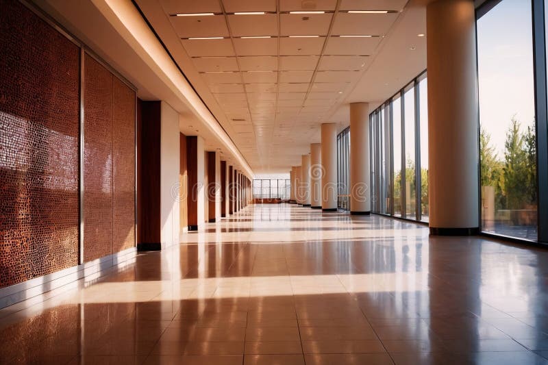 Modern Office Building Hallway, Passage for Corporate Building Stock ...