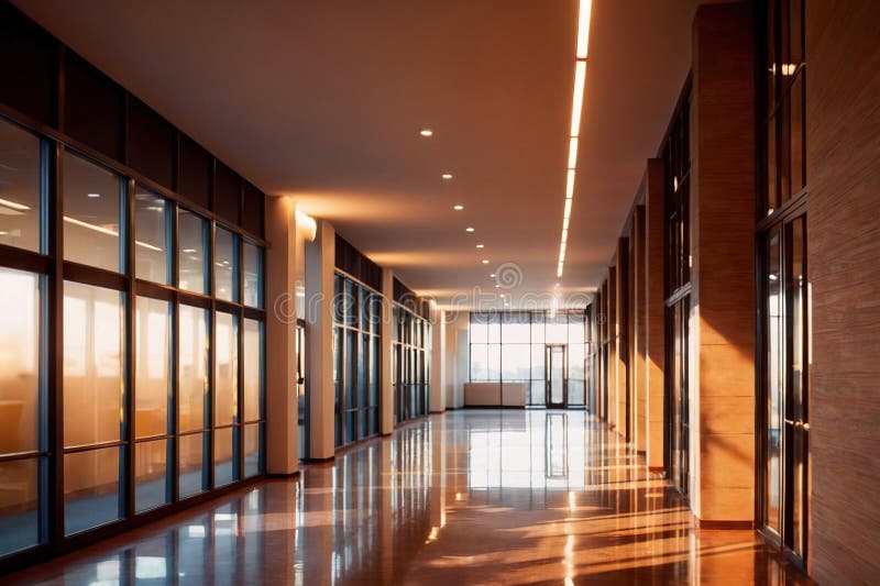 Modern Office Building Hallway, Passage for Corporate Building Stock ...