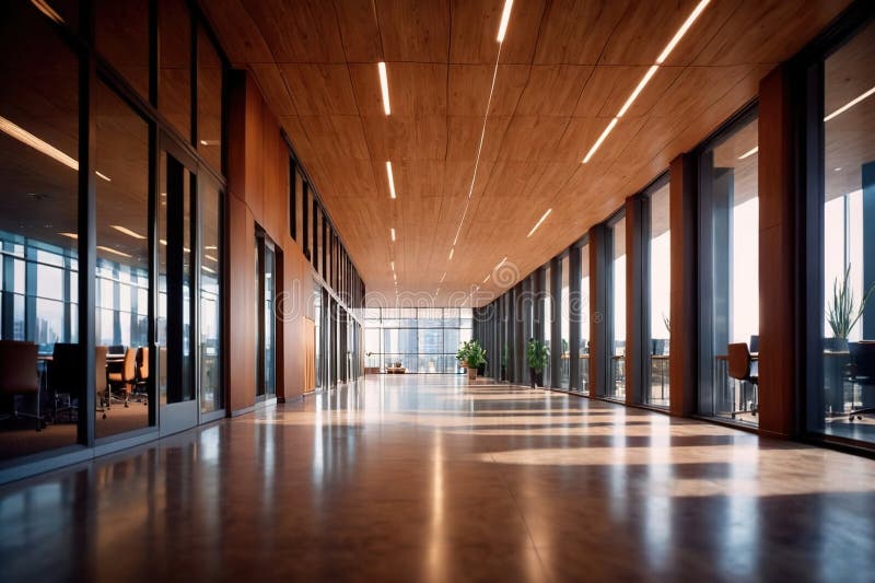 Modern Office Building Hallway, Passage for Corporate Building Stock ...