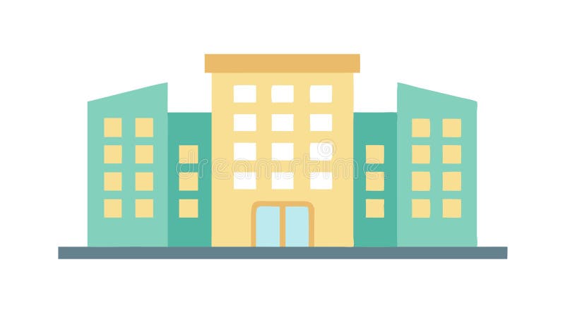 Modern Office Building Icon in Flat Design Style, Corporate Graphic ...