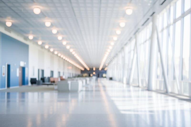 Long Office Hallway Modern Design, Empty and Clean Interior Stock Image ...