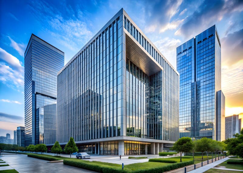 Modern Office Building in Jinan Financial District Stock Illustration ...