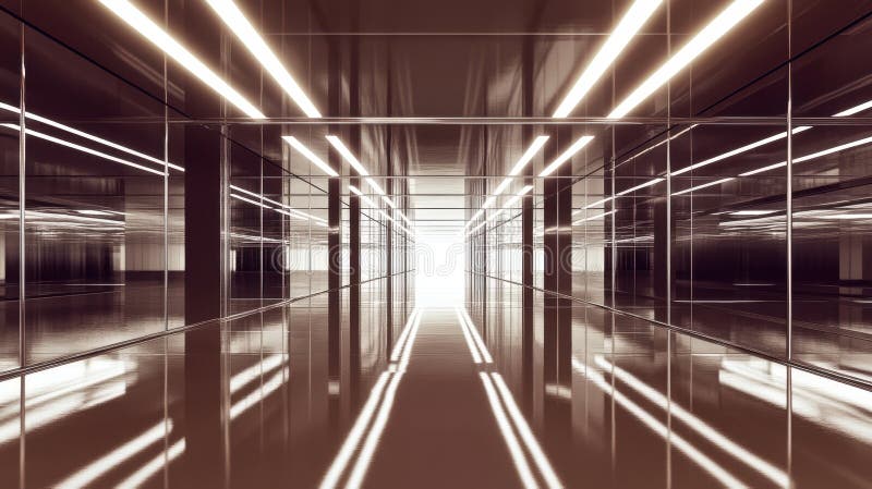 Modern Office Building Lobby with Reflective Surfaces and Dynamic ...