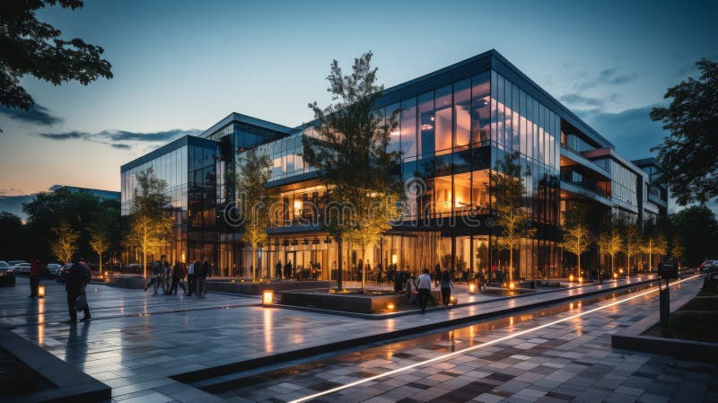 Modern Office Building with Many Windows Stock Image - Image of ...