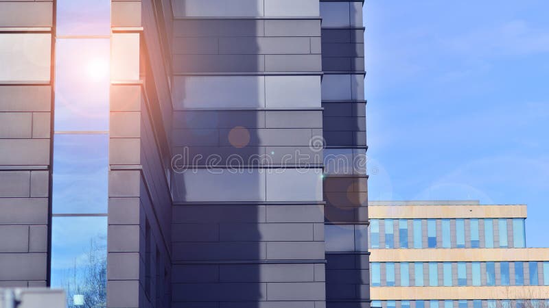 Modern Office Building with Metallic Panel Facade and Windows. Stock ...