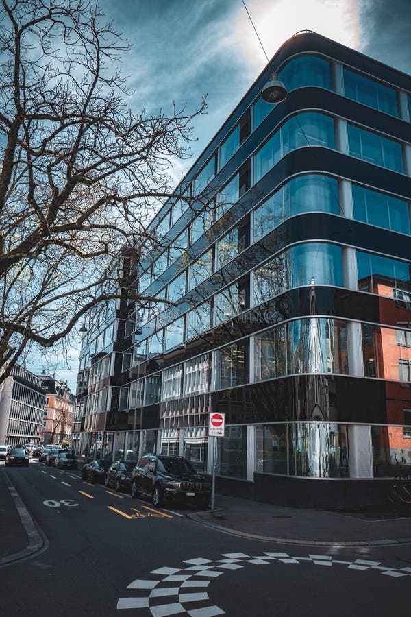 An Office Building with Many Windows on it S Side Stock Photo - Image ...