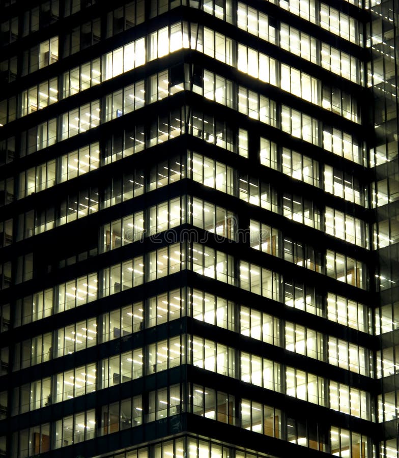 Modern Office Building at Night Stock Image - Image of office, night ...