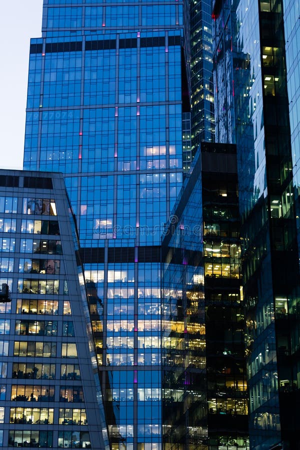 Modern Office Building at Night Stock Image - Image of corporate, night ...