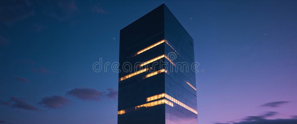 Modern Office Building Night Landscape Design Stock Image - Image of ...