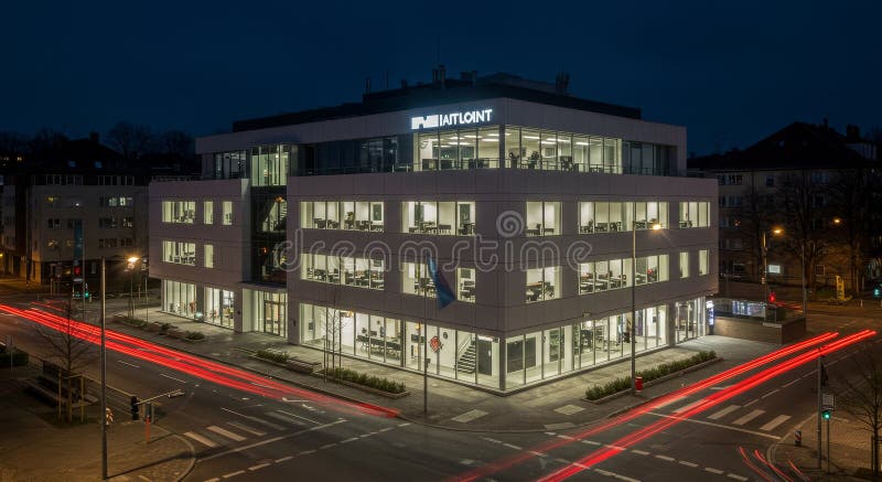Modern Office Building at Night a Sleek Modern Office Building ...