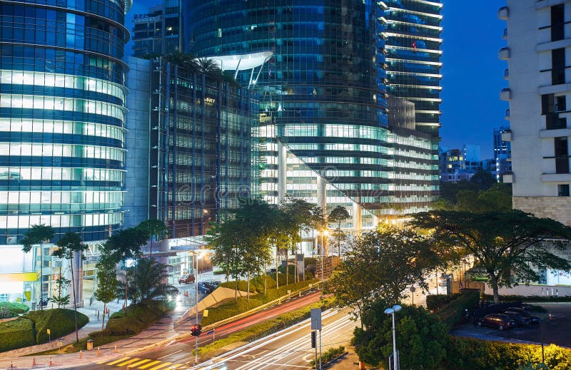Modern Office Building at Night View. Stock Photo - Image of commercial ...