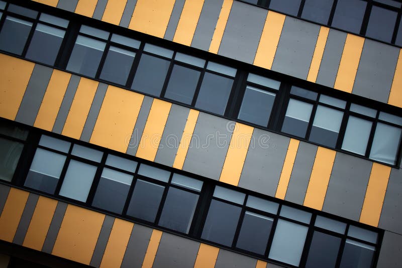 Modern Office Building - Orange Window Pattern. Stock Image - Image of ...