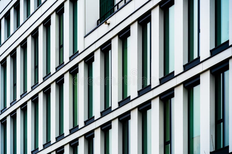 Modern Office Building with Repetitive Window Pattern and Minimalist ...