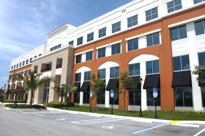 Modern Office Building Side View Stock Image - Image of office, window ...