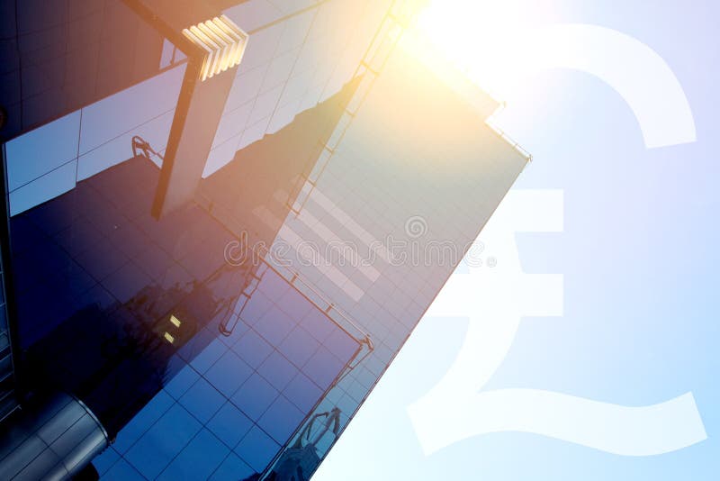 Modern Office Building with Sign Pound on a Background Stock Image ...