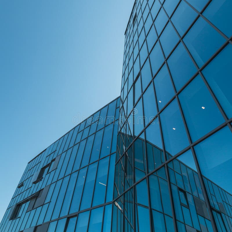 Modern Office Building with a Sleek, Angular Design Featuring a Glass ...