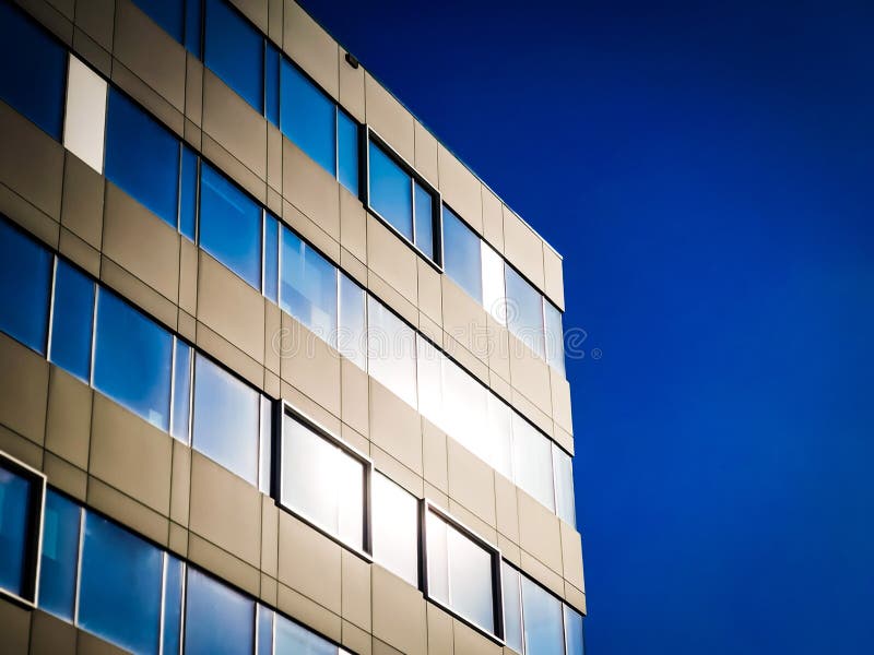 Modern Office Building with Sun Light Reflections Stock Image - Image ...