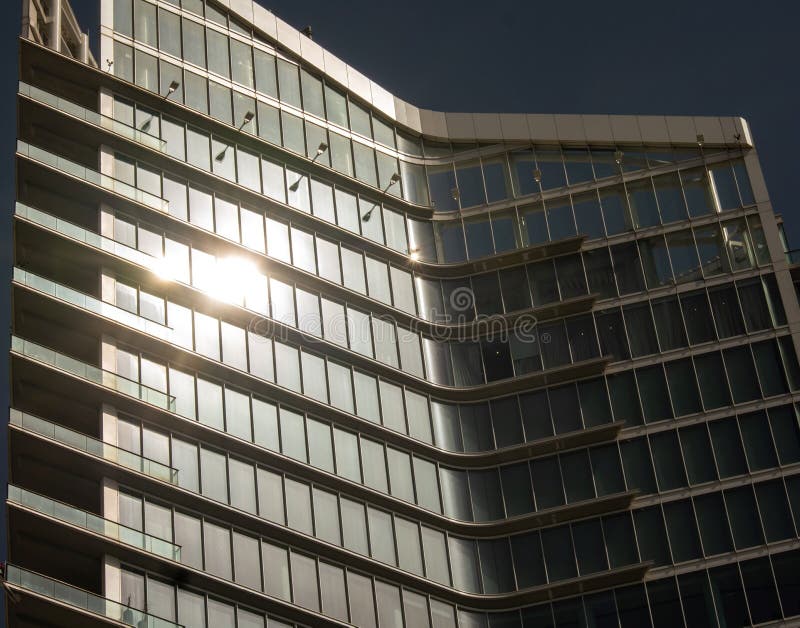 Sun Reflection on a Modern Glass Facade Stock Image - Image of design ...