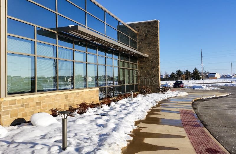 Modern Office Building on Sunny, Winter Day Stock Photo - Image of ...